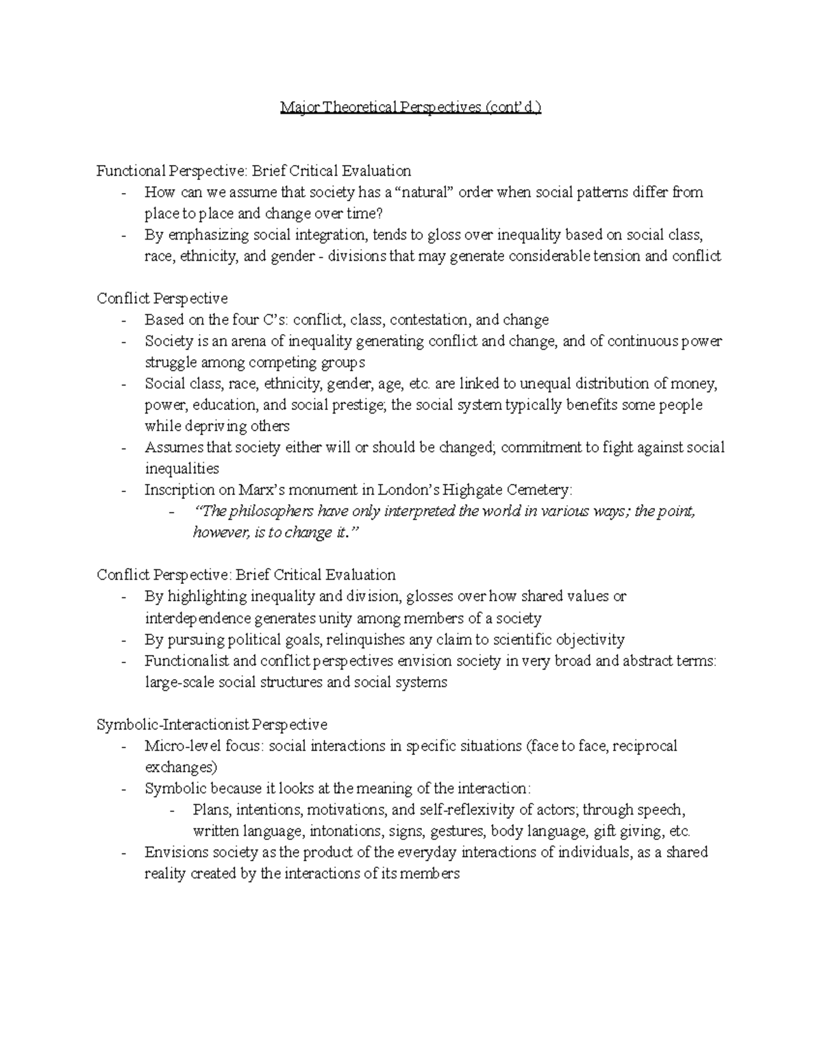 Major Theoretical Perspectives of Sociology 2022 - Major Theoretical ...