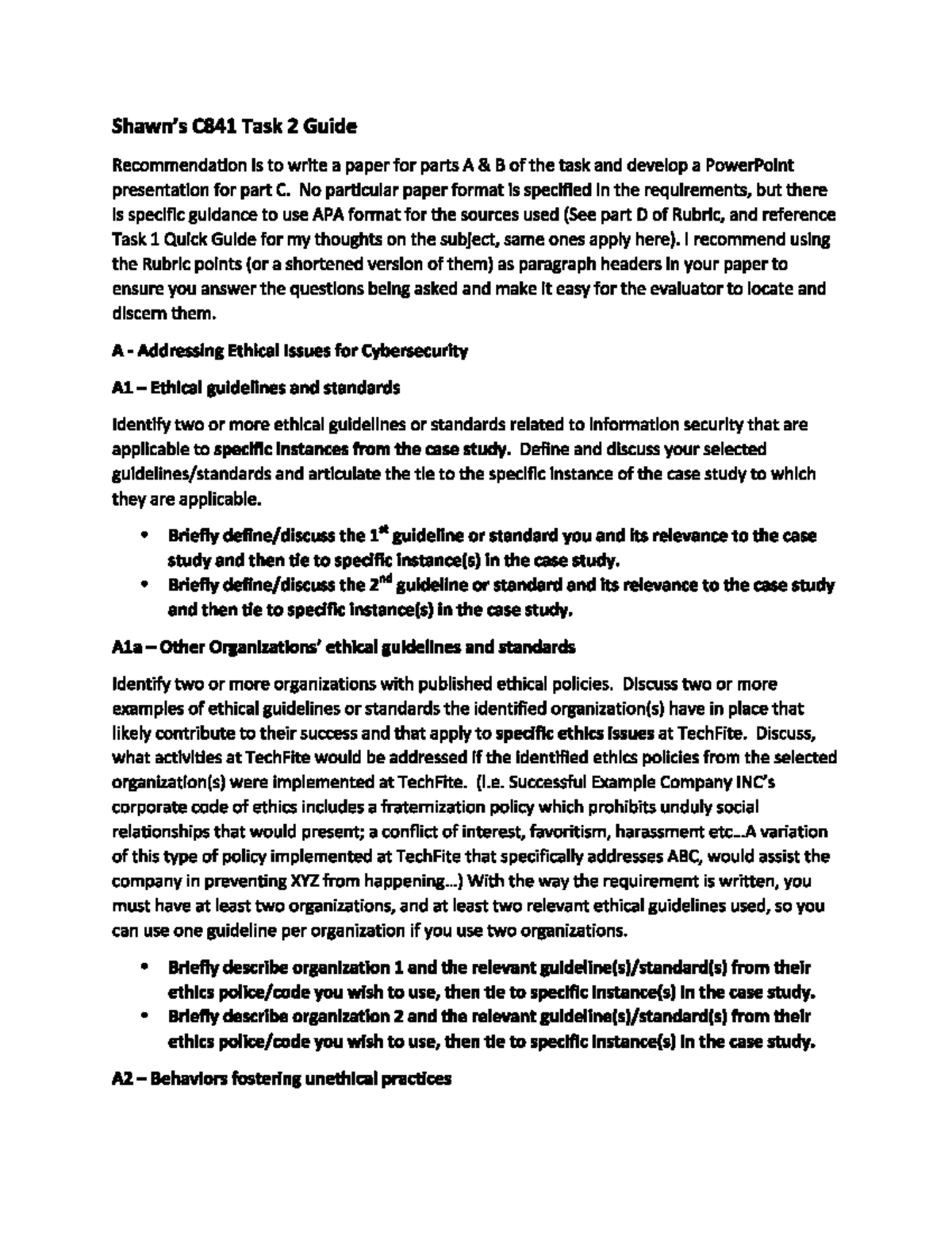 C841 Task 2 Guidelines - C 841 - Studocu