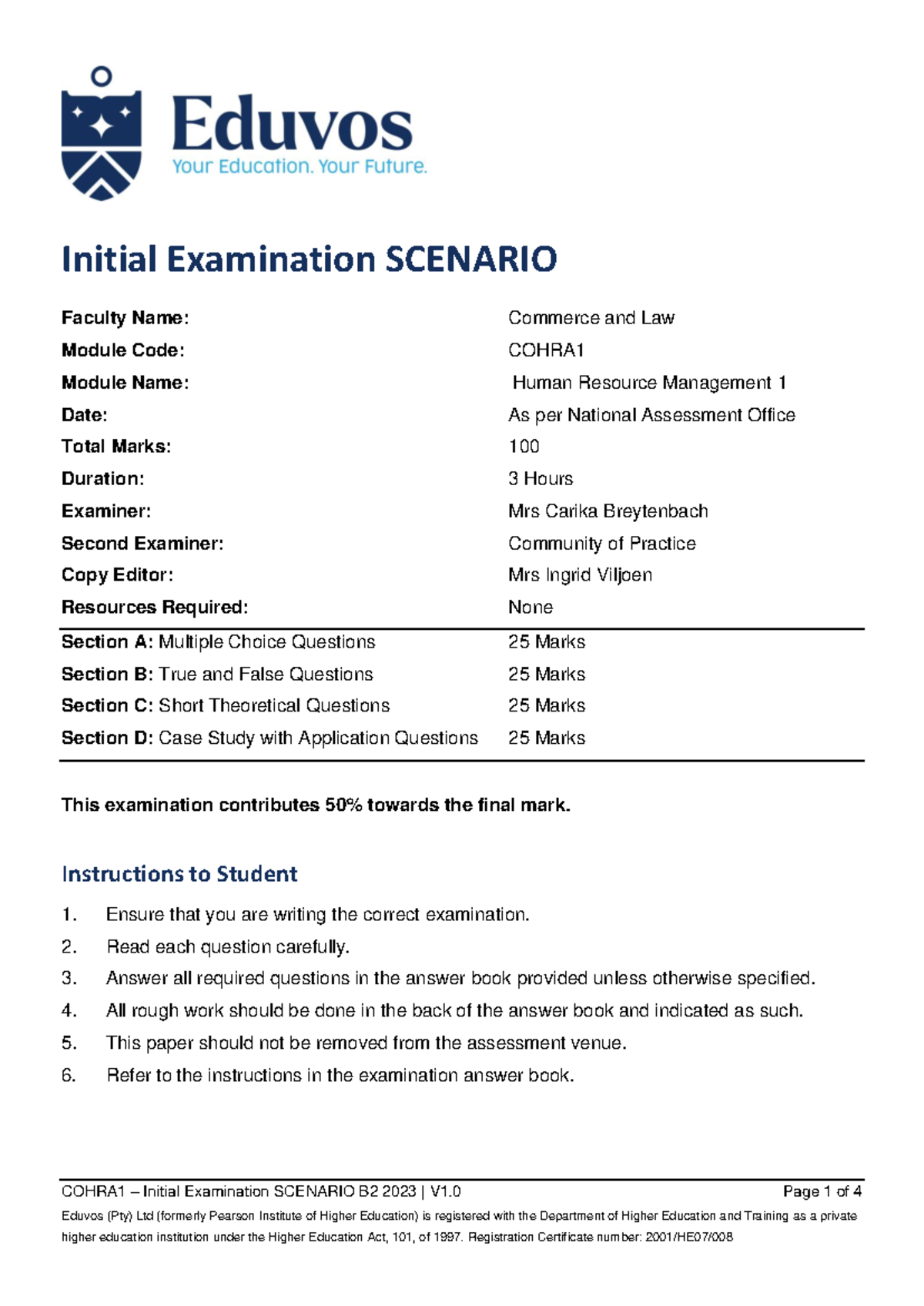 Cohra 1-B22 – Initial Examination – Scope - COHRA1 – Initial ...