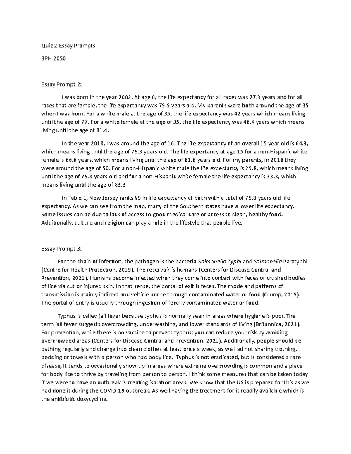 Quiz 2 Essay Prompts - BPH 2050 - Quiz 2 Essay Prompts BPH 2050 Essay ...