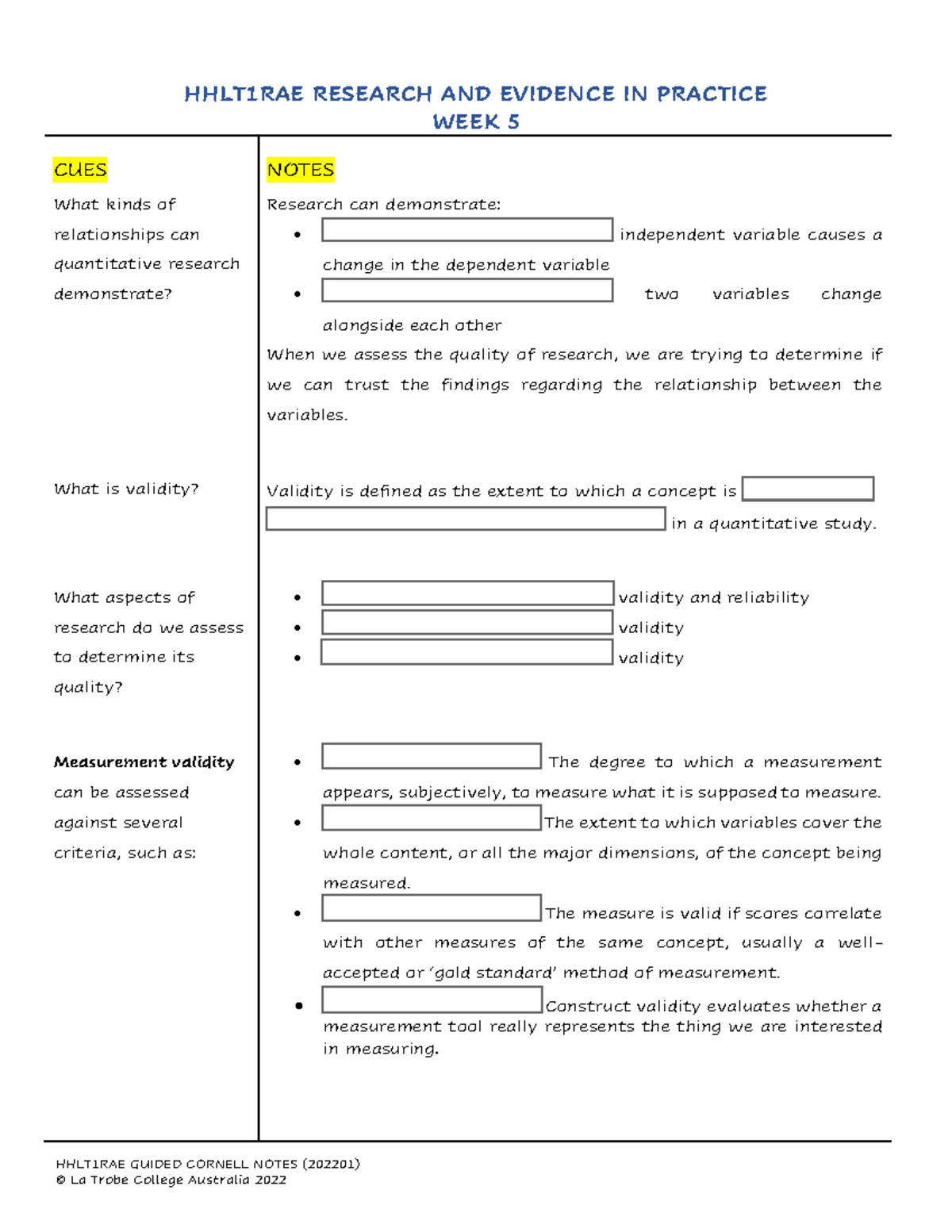 Guided Notes (WK 5) - HHLT1RAE GUIDED CORNELL NOTES (202201) HHLT1RAE ...