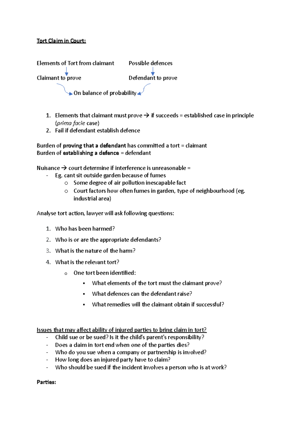 Overview of Tort Claim in Court - Tort Claim in Court: Elements of Tort ...