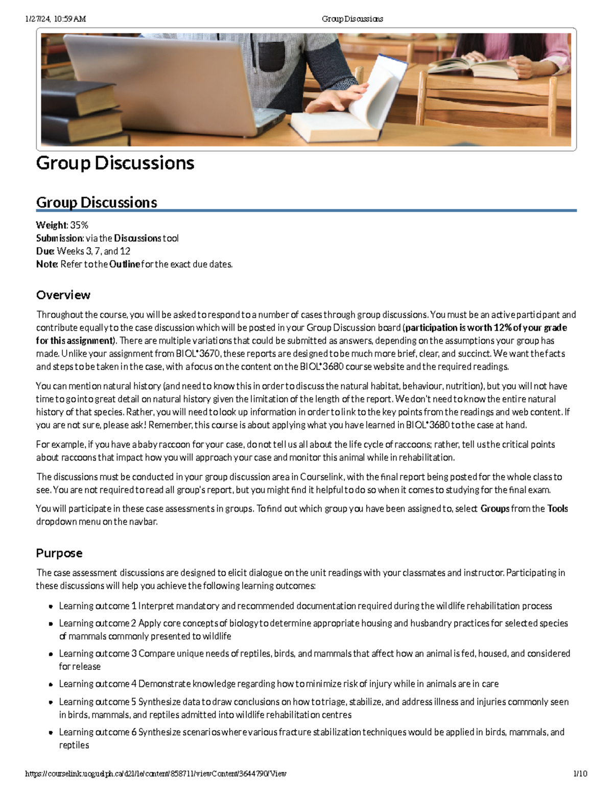 Group Discussions - BIOL 3680 (DE01) W24 - Wildlife Rehabilitation ...