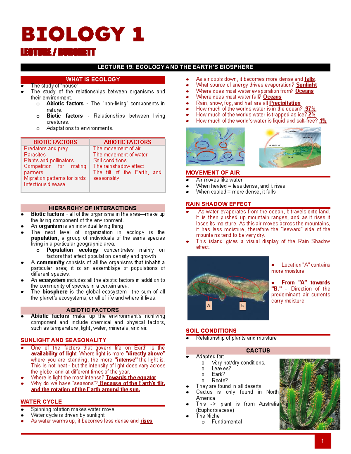 BIO1 LEC19 - LECTURE 19: ECOLOGY AND THE EARTH’S BIOSPHERE - BIOLOGY 1 ...