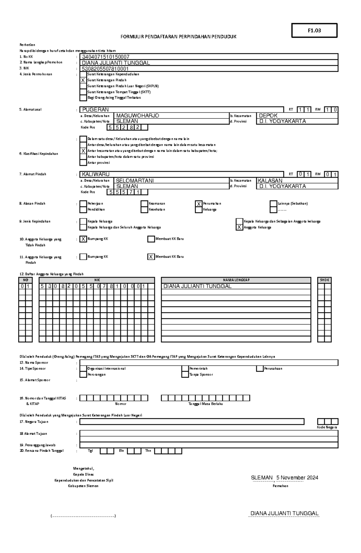 Formulir-f1-03 - Diana Julianti Tunggal - : : : : : a. Desa/Kelurahan b ...