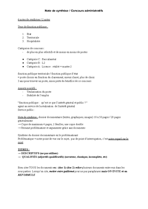 Méthodologie note de synthèse - Note de synthèse / Concours ...