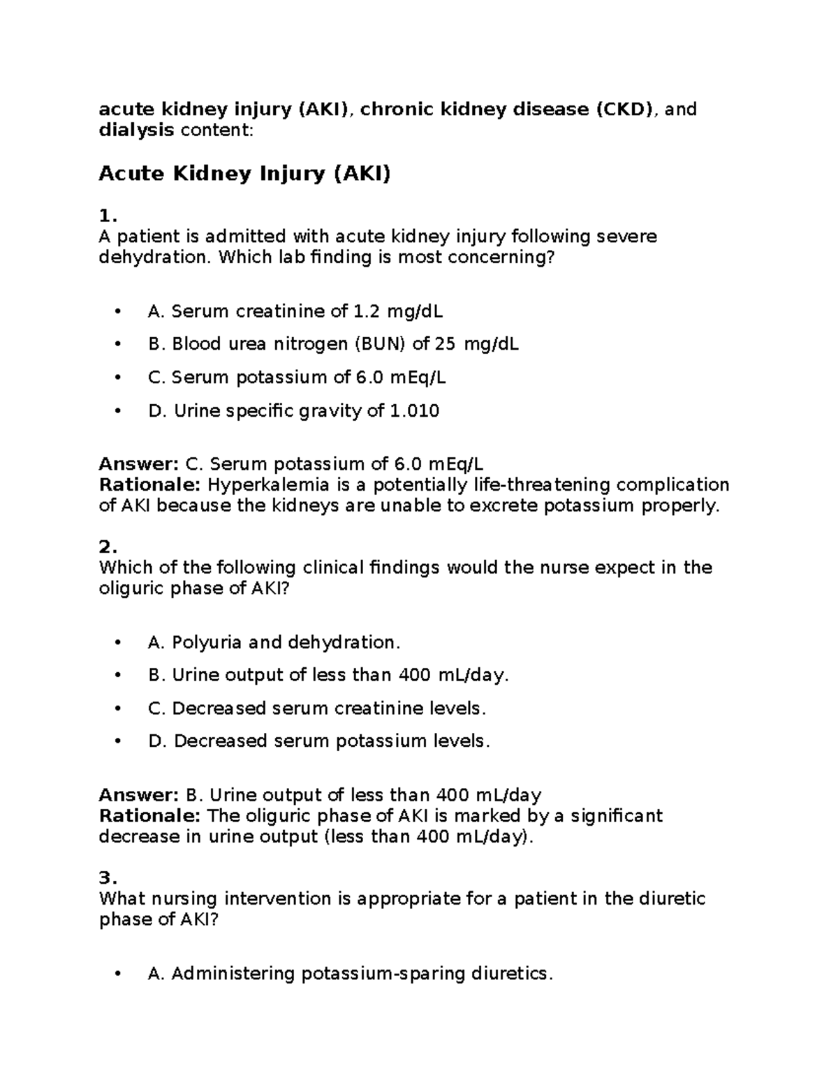 Document - Lecture - acute kidney injury (AKI), chronic kidney disease ...