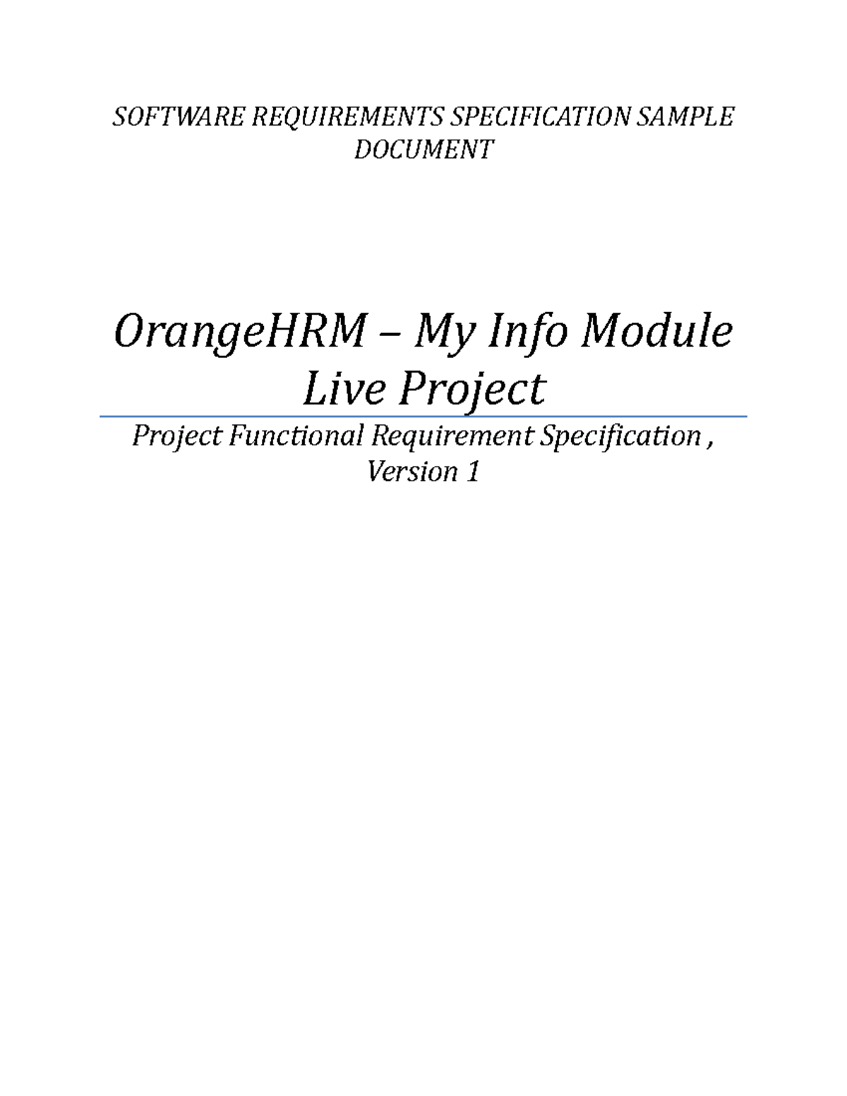 FRS Orangehrm - bài tập - SOFTWARE REQUIREMENTS SPECIFICATION SAMPLE ...