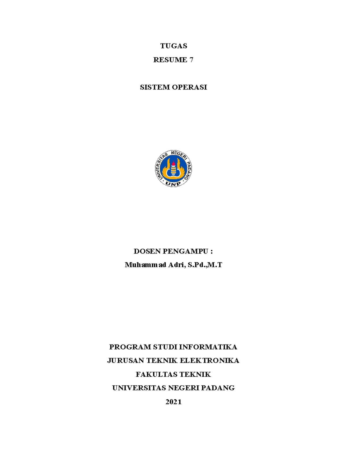 Sistem Operasi - Resume 7 - TUGAS RESUME 7 SISTEM OPERASI DOSEN ...