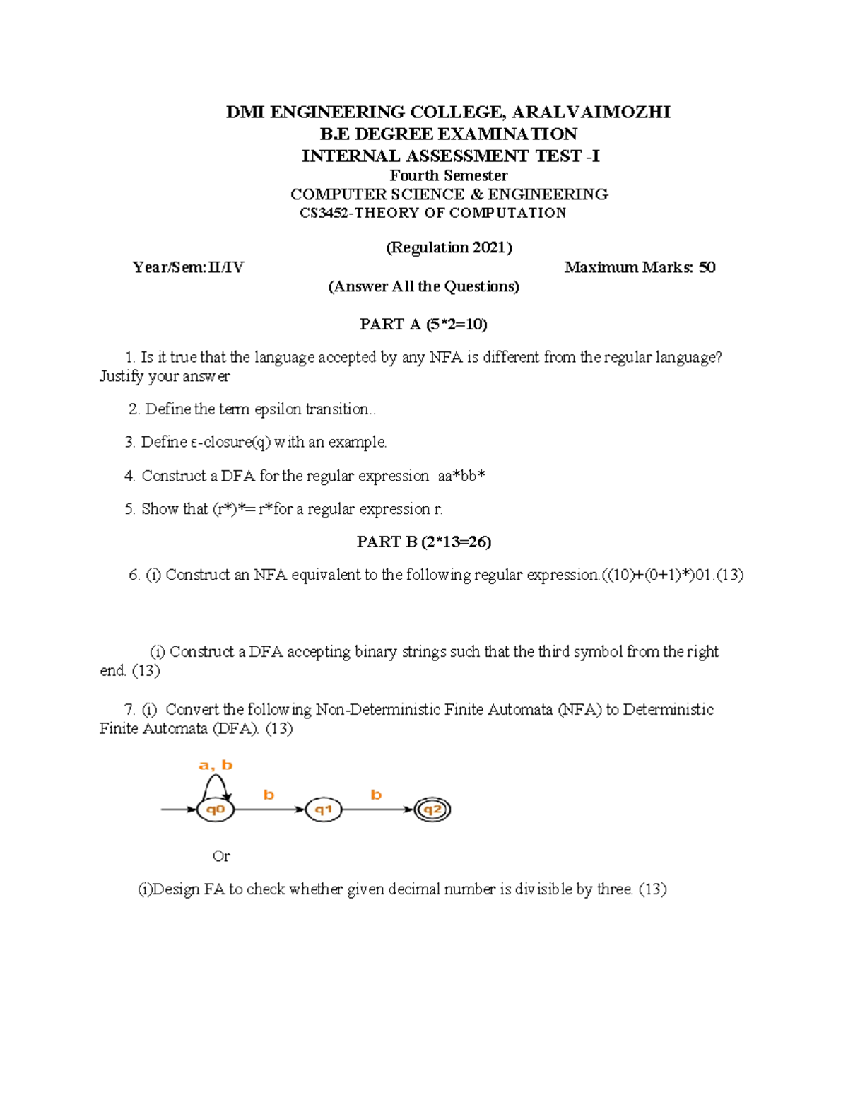 S4 CS CS3452 Q1 int1 - Questions - DMI ENGINEERING COLLEGE ...