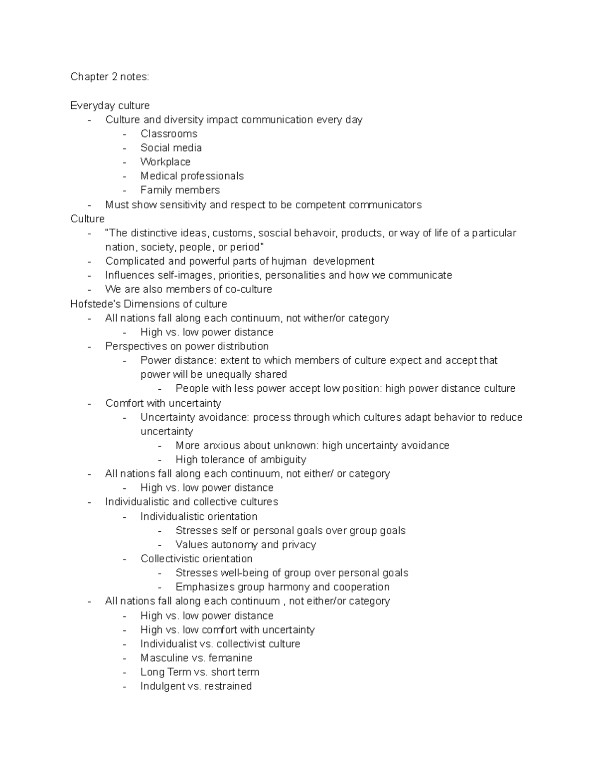 COMM Chapter 2 Notes - Marianne Glaser Class for COMM 1500 - Chapter 2 ...