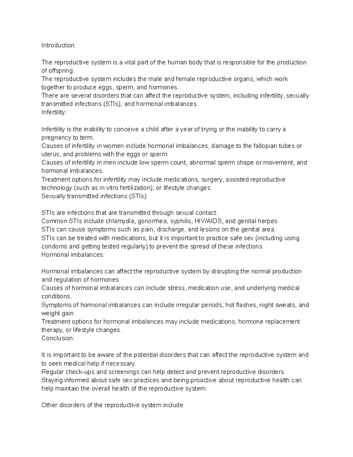 Reproductive system disorders study guide - Introduction: The ...