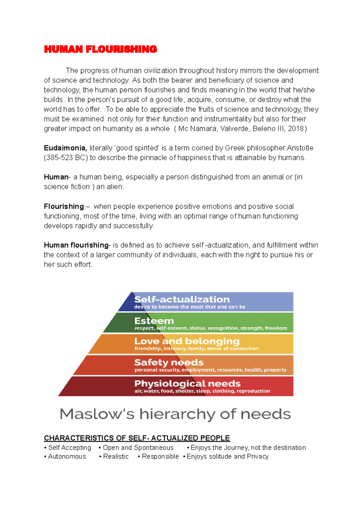 STS Reviewer ( Finals) - NANA - HUMAN FLOURISHING The progress of human ...