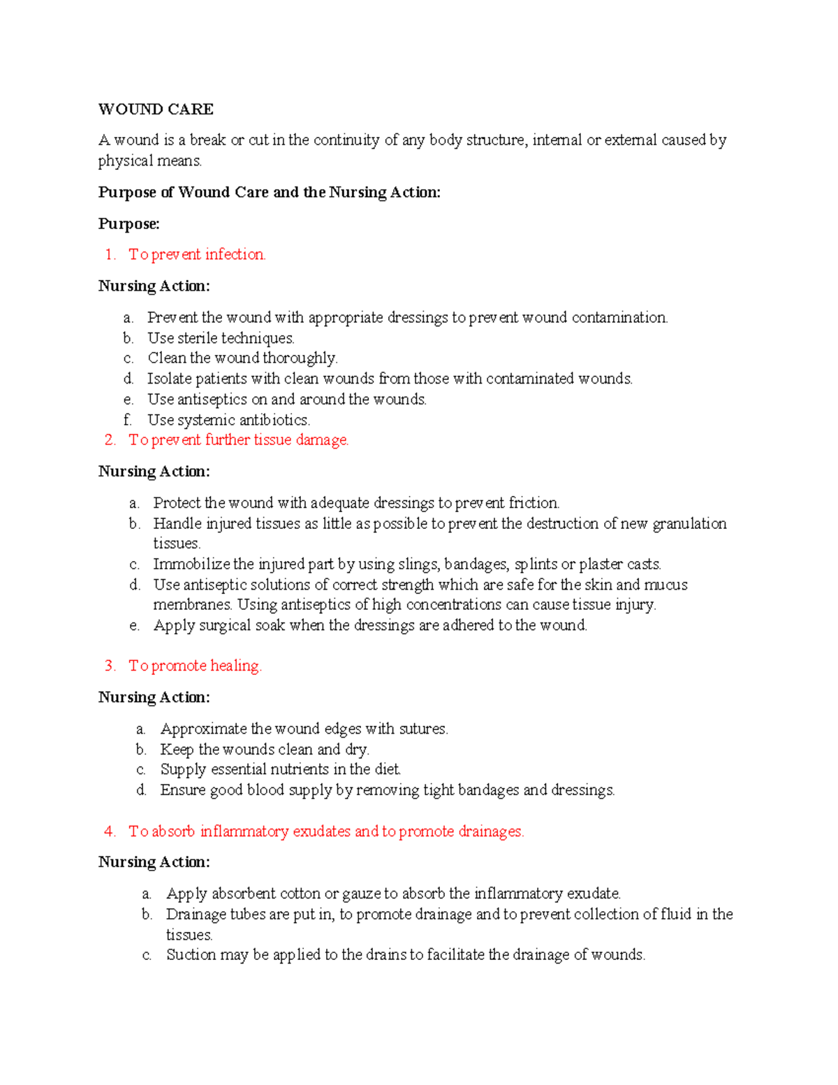Wound CARE - WOUND CARE A wound is a break or cut in the continuity of ...