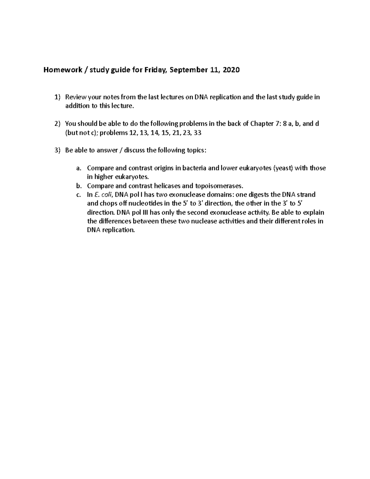 Homework 2 & Study Guide - Homework / study guide for Friday, September ...