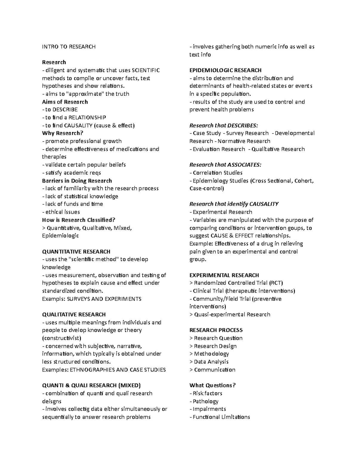 Introduction to Research Methodology - INTRO TO RESEARCH Research ...