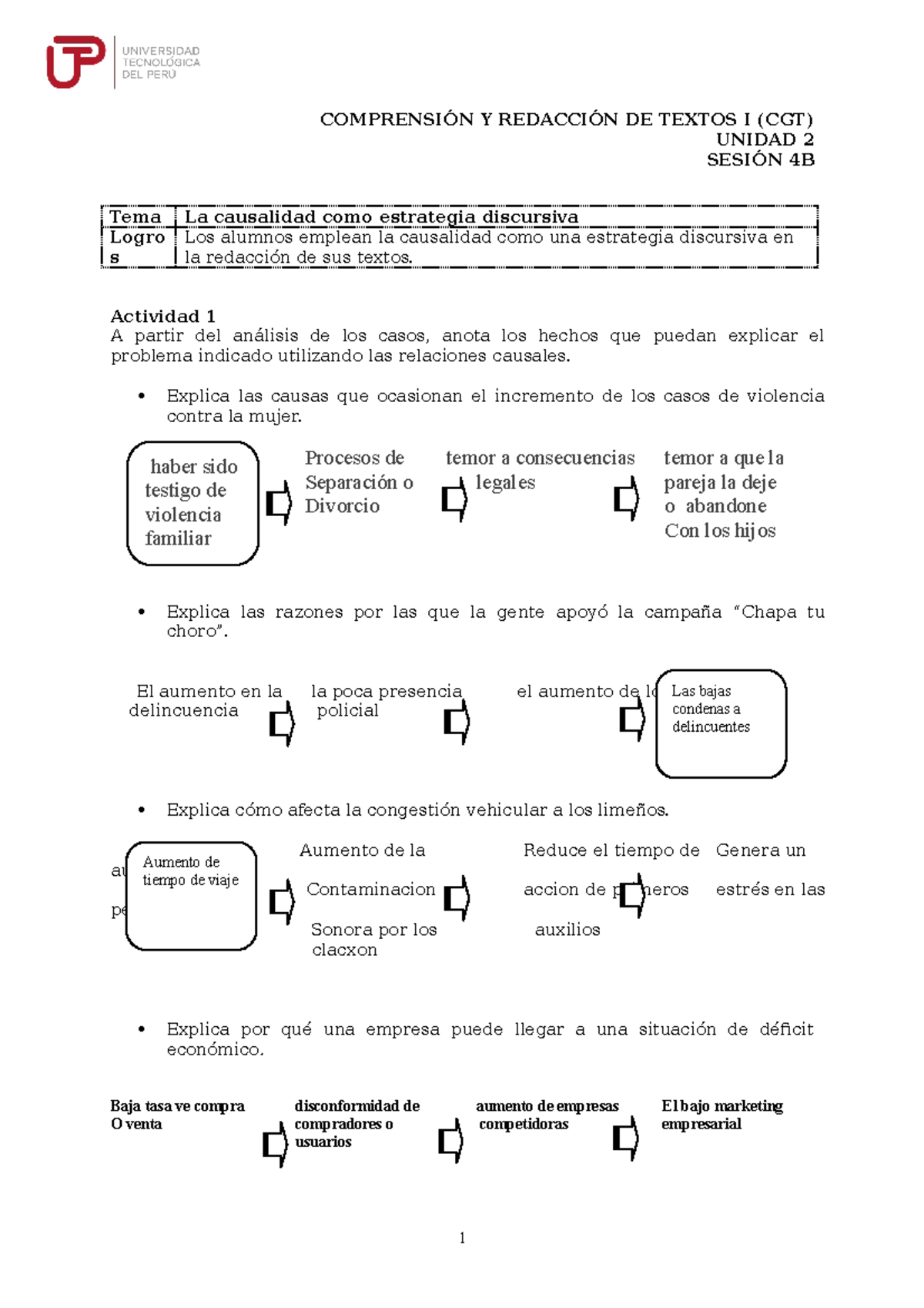 U2 S4 Causalidad - COMPRENSIÓN Y REDACCIÓN DE TEXTOS I (CGT) UNIDAD 2 ...