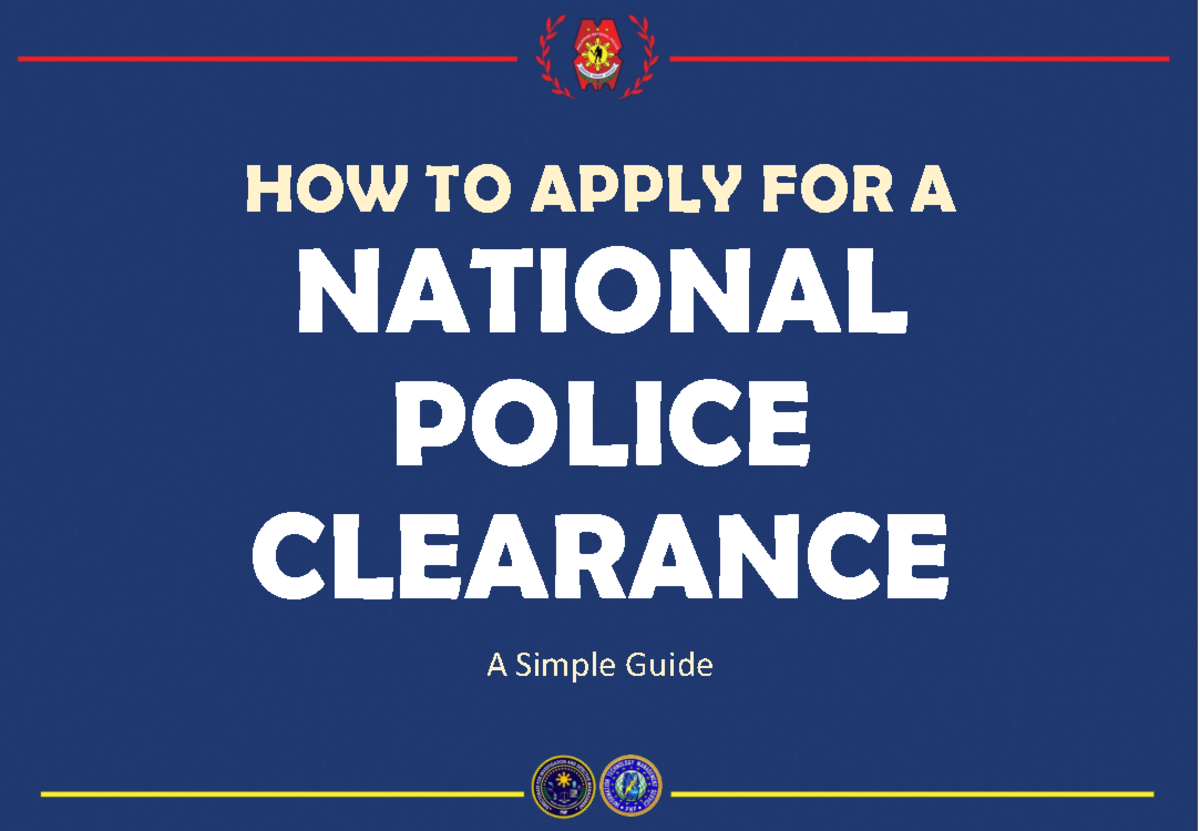 Procedure on How to Apply for National Police Clearance - HOW TO APPLY ...