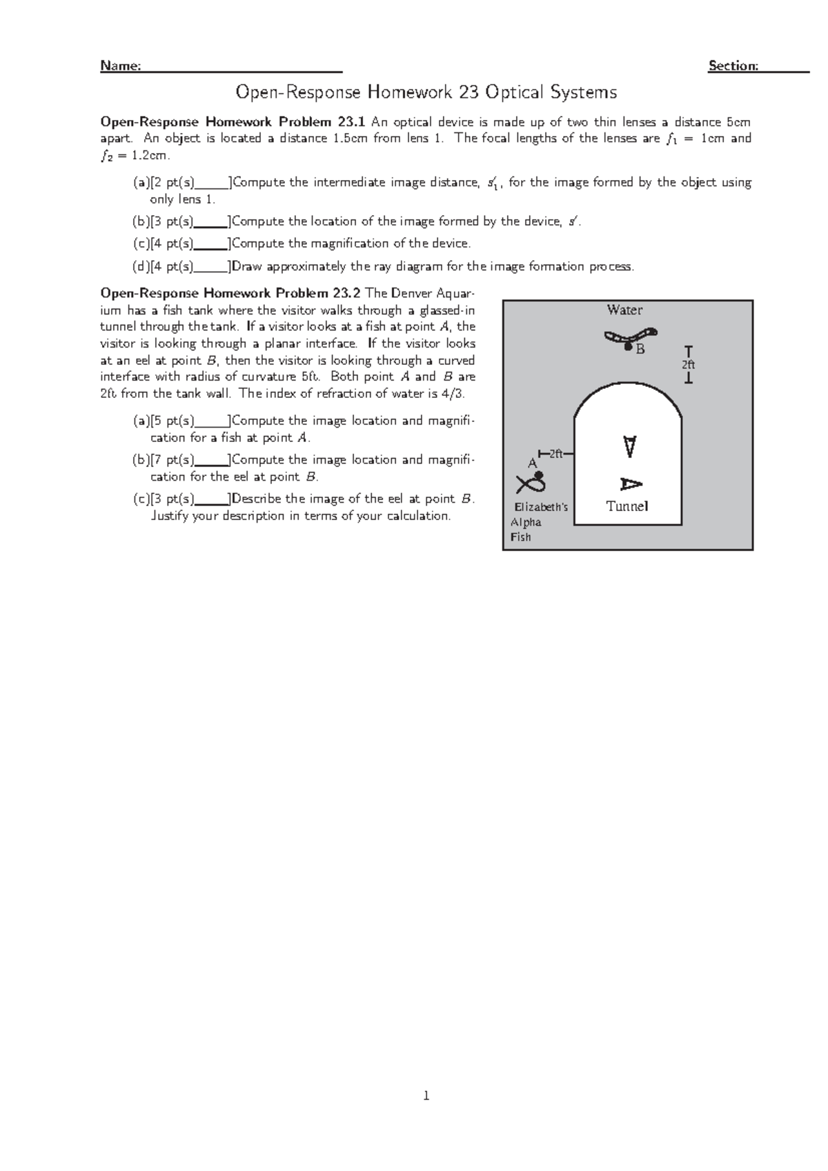 OR Hwk (23) - OR Hwk (23) - Name: Section: Open-Response Homework 23 ...