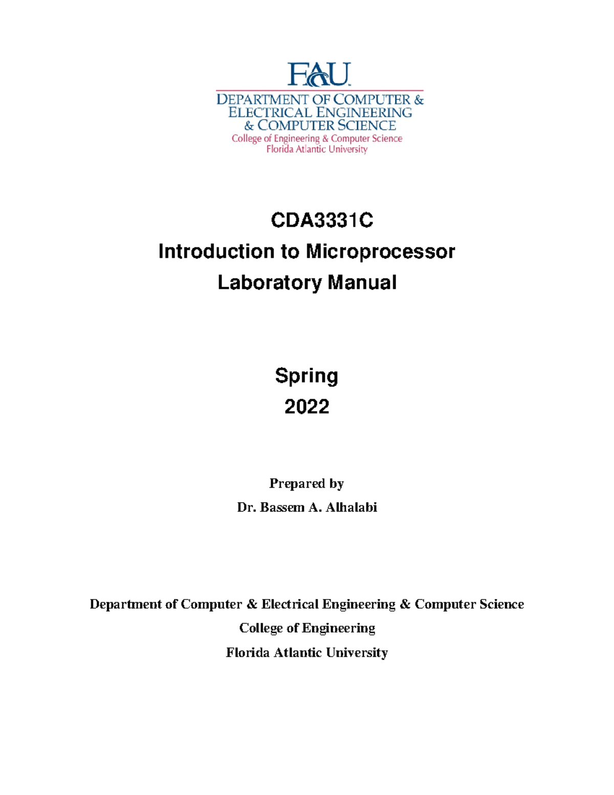 CDA 3331C Intro to Microprocessors Lab Manual - CDA3331C Introduction to Microprocessor ...