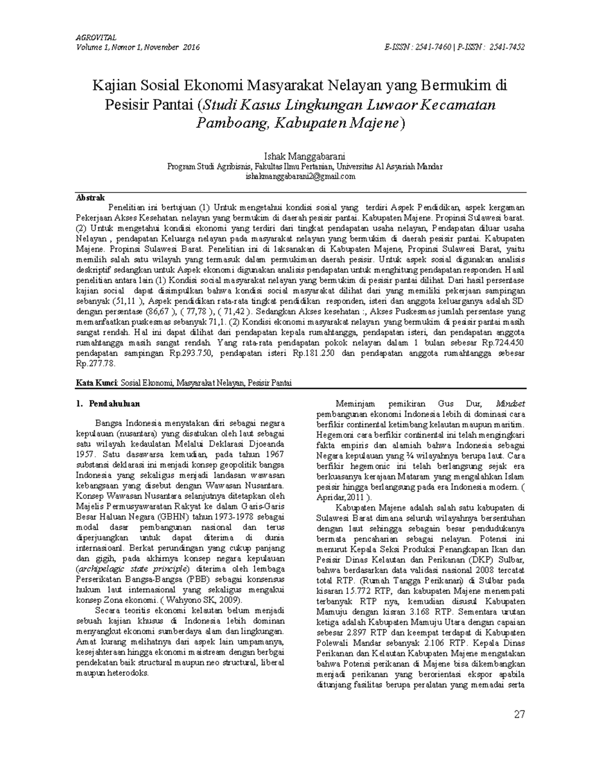 Jurnal esp 6 - you - Volume 1, Nomor 1, November 2016 E-ISSN : 2541-7460 | P-ISSN : 2541- Kajian ...