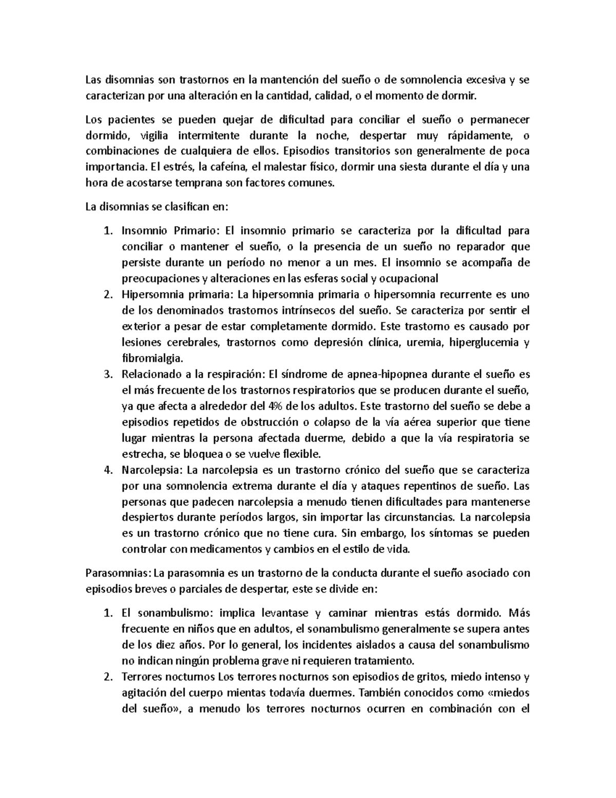Clasificación del sueño - Las disomnias son trastornos en la mantención ...