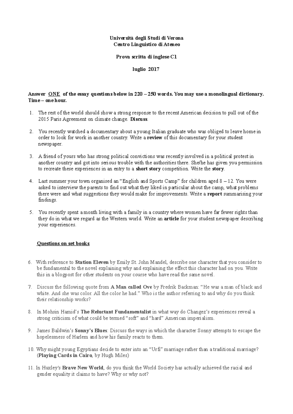 C1 written paper July 2017 - Università degli Studi di Verona Centro ...