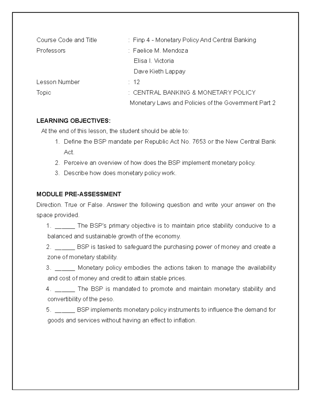 FINP4-Module-12-FMMendoza Kneura - Course Code and Title : Finp 4 ...