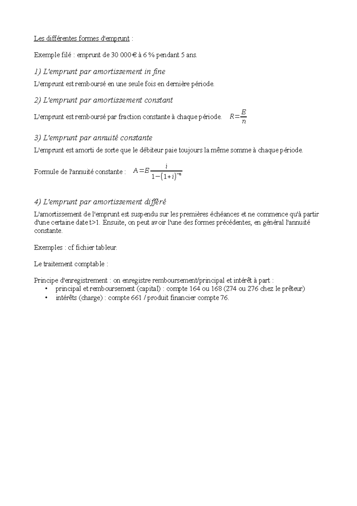 Les emprunts - Les différentes formes d'emprunt : Exemple filé ...