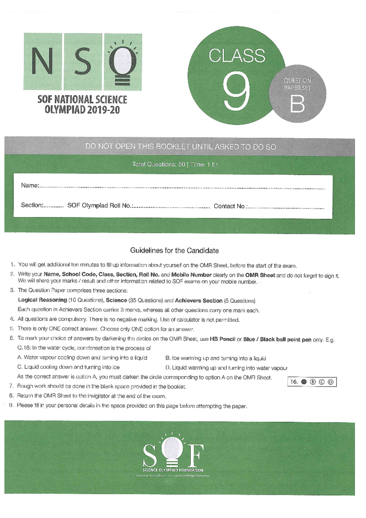 NSO - Class 9 - 2019-20 - Hi u like it - NS CLASS QUESTION PAPER SET ...