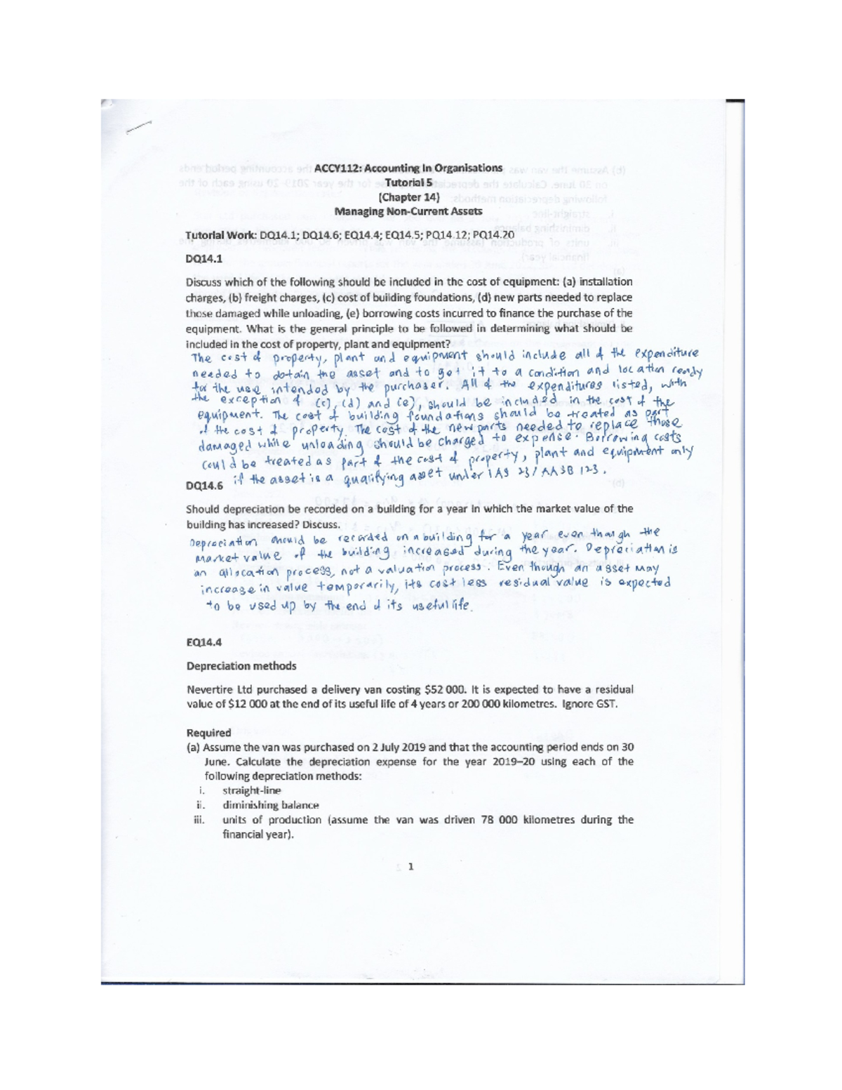 ACCY 112-Tutorial 5 Submission - Account - Studocu