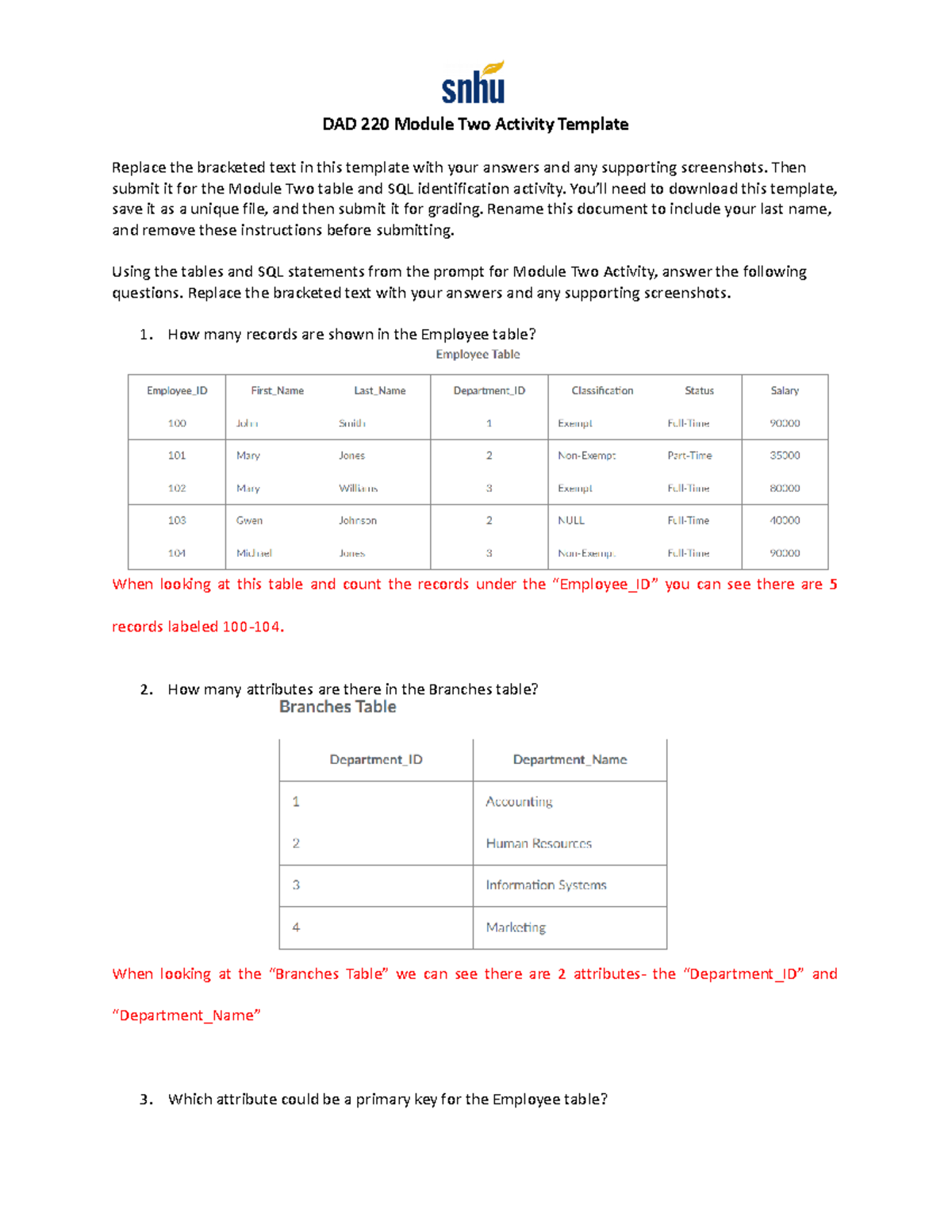 DAD 220 Module Two Activity Template - DAD 220 Module Two Activity Template Replace the ...