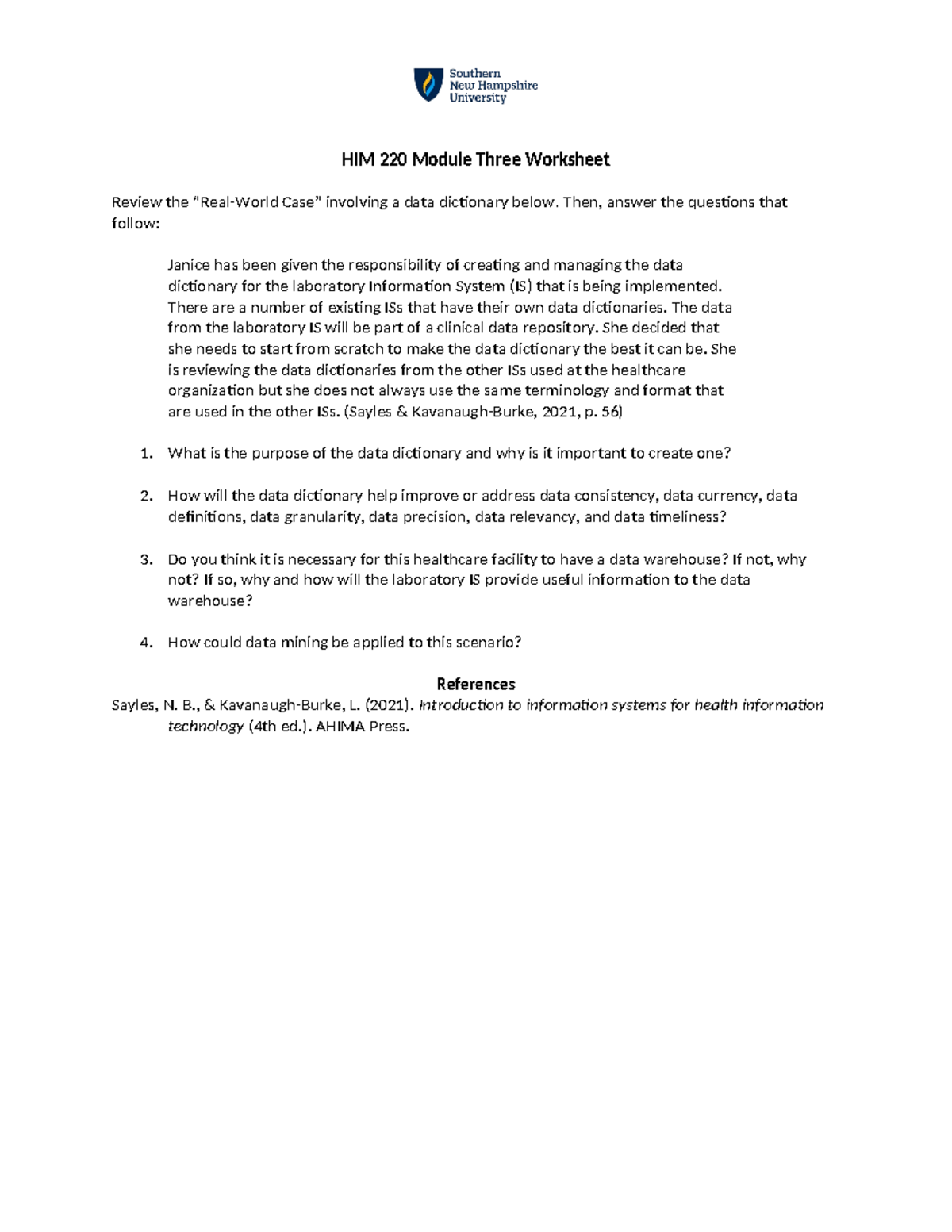 HIM 220 Module Three Worksheet - HIM 220 Module Three Worksheet Review ...
