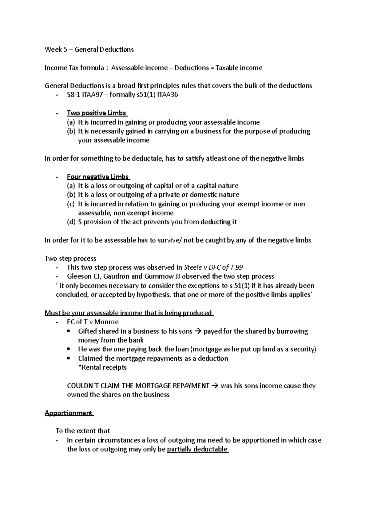 Week 5 – General Deductions - Week 5 – General Deductions Income Tax ...