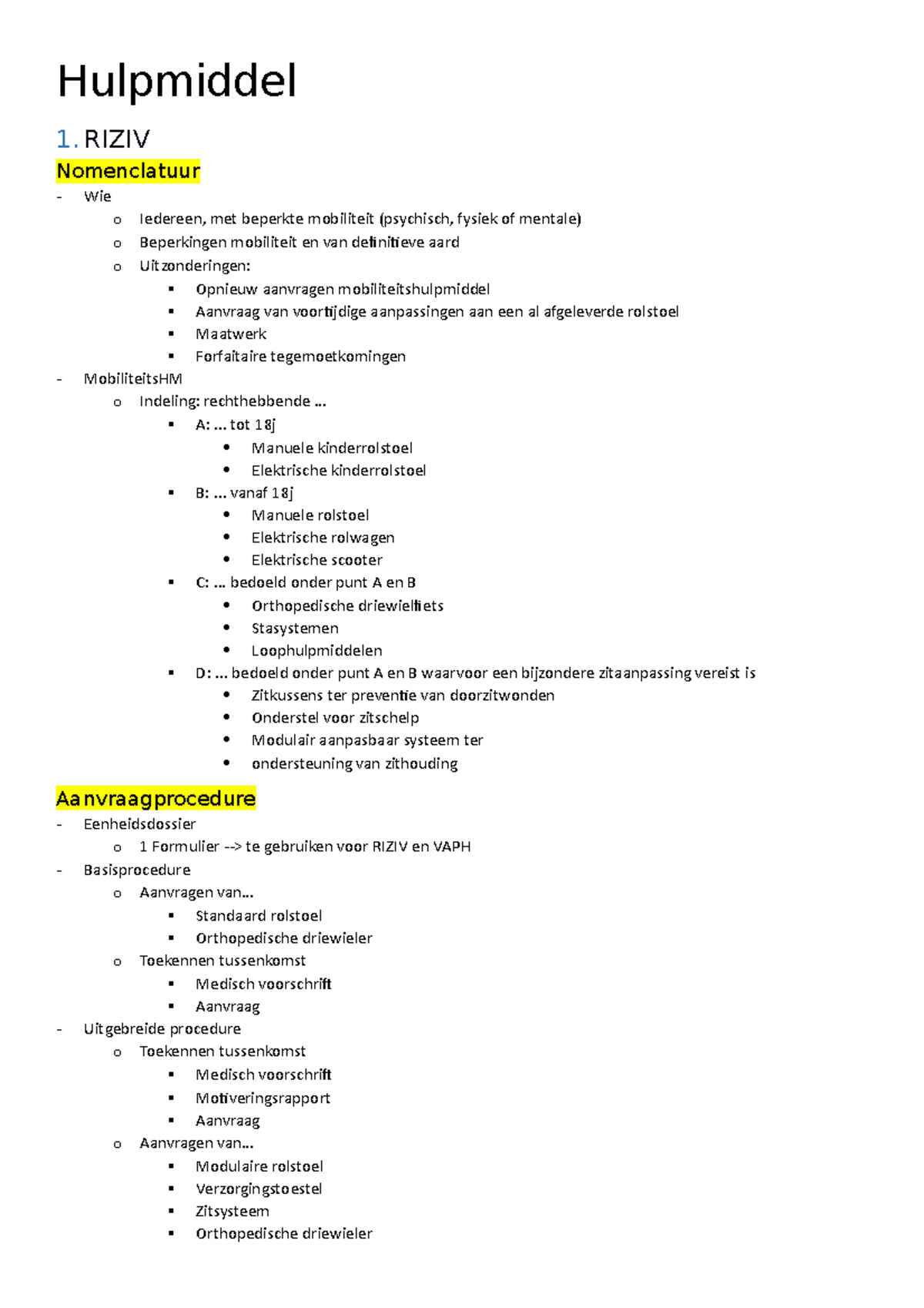 Schema Riziv Vaph tekstvorm - Hulpmiddel 1. RIZIV Nomenclatuur Wie ...