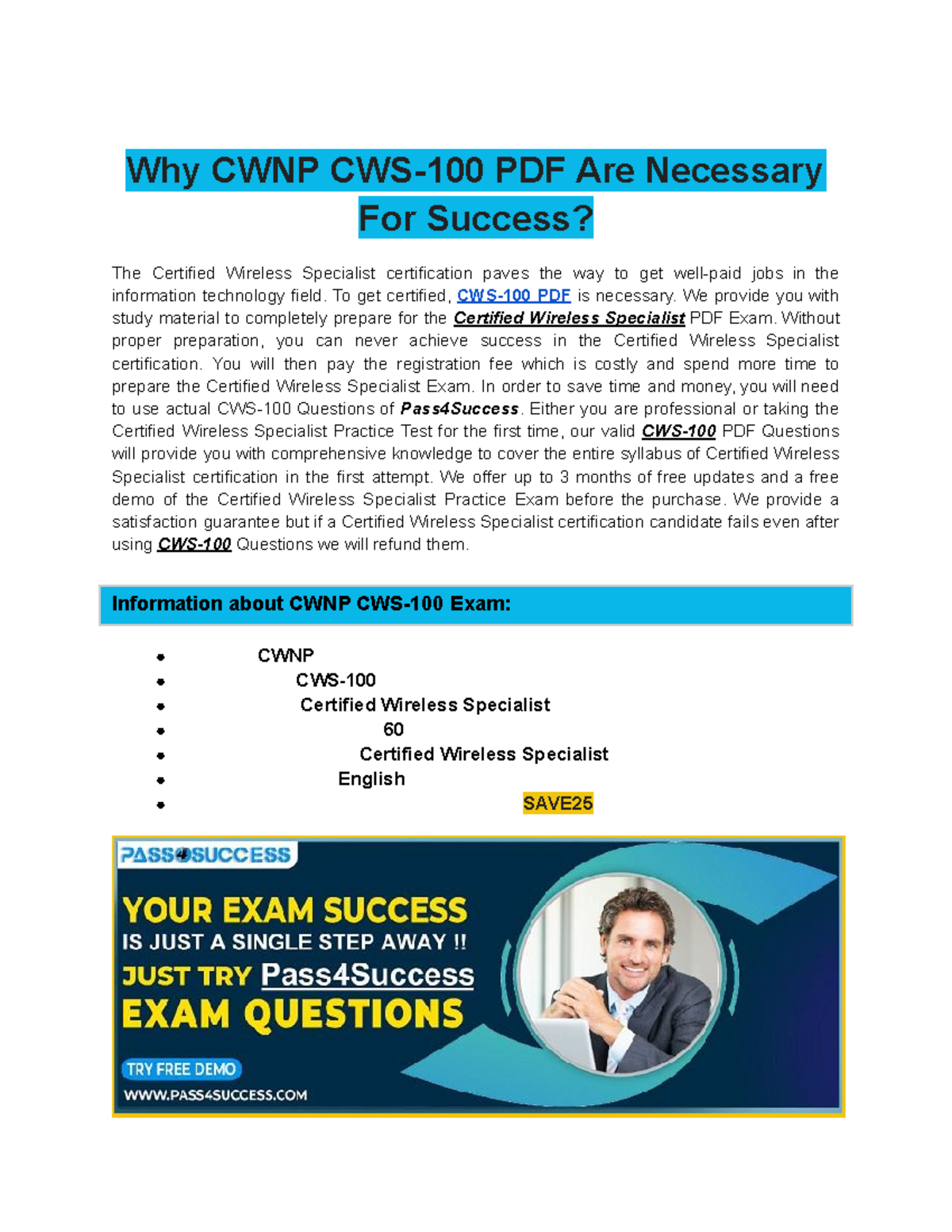 Why CWNP CWS-100 PDF Are Necessary For Success - Why CWNP CWS-100 PDF Are Necessary For Success ...