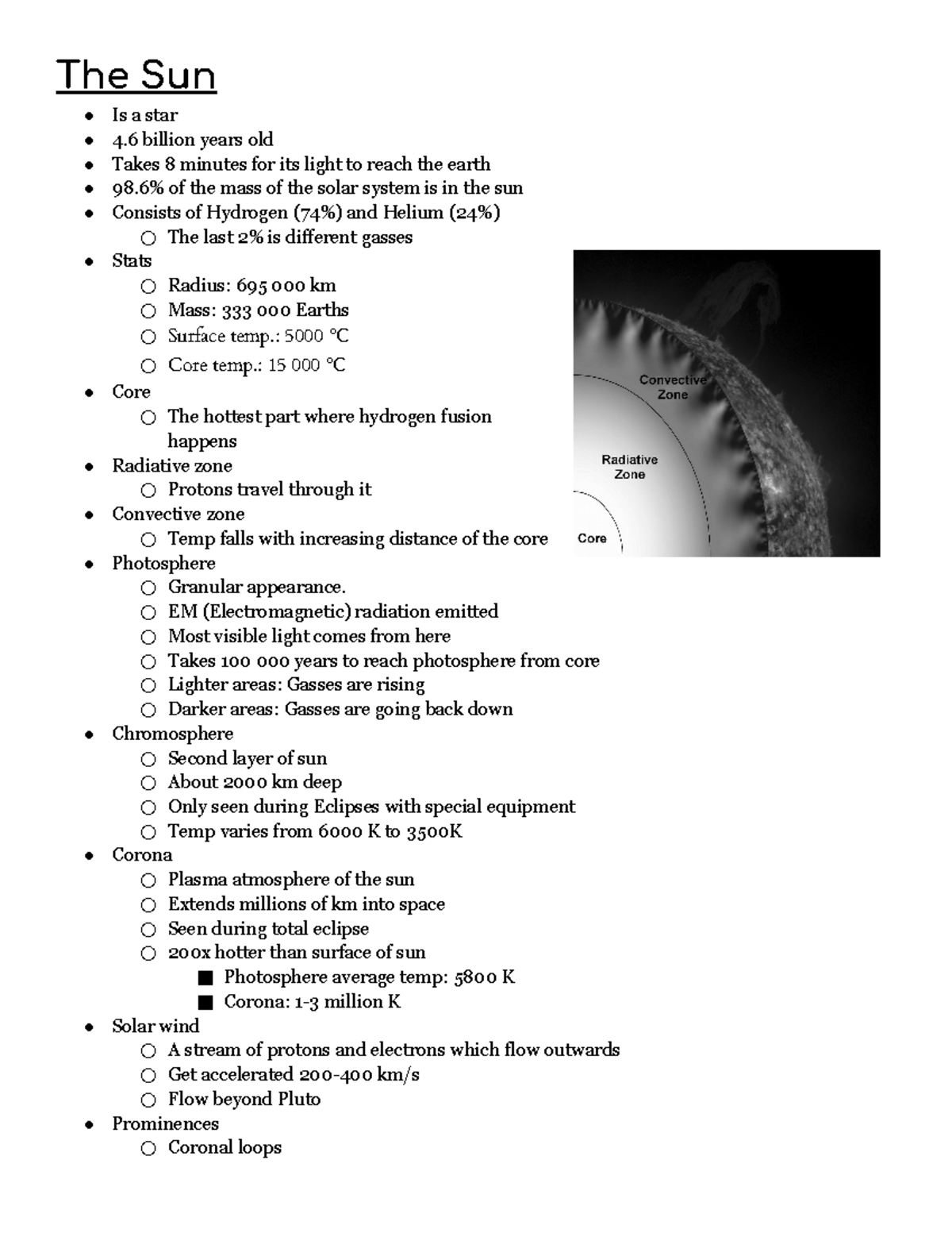 Space Test Study Guide - Notes for the Unit - The Sun Is a star 4 ...