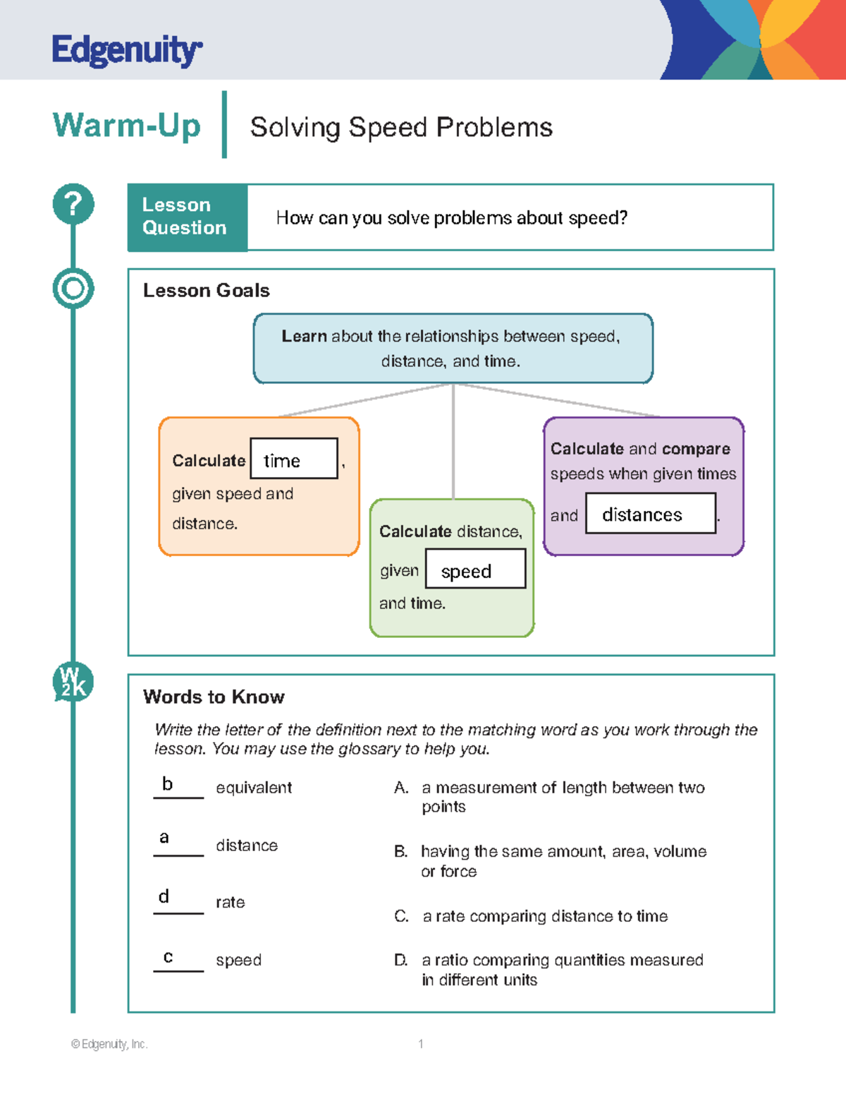 Solving speed problems - Warm-Up Solving Speed Problems Words to Know ...