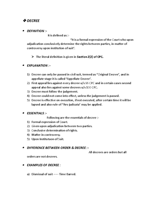 Order - ORDER DEFINITION :- It is defined in Section 2(14) of the CPC ...