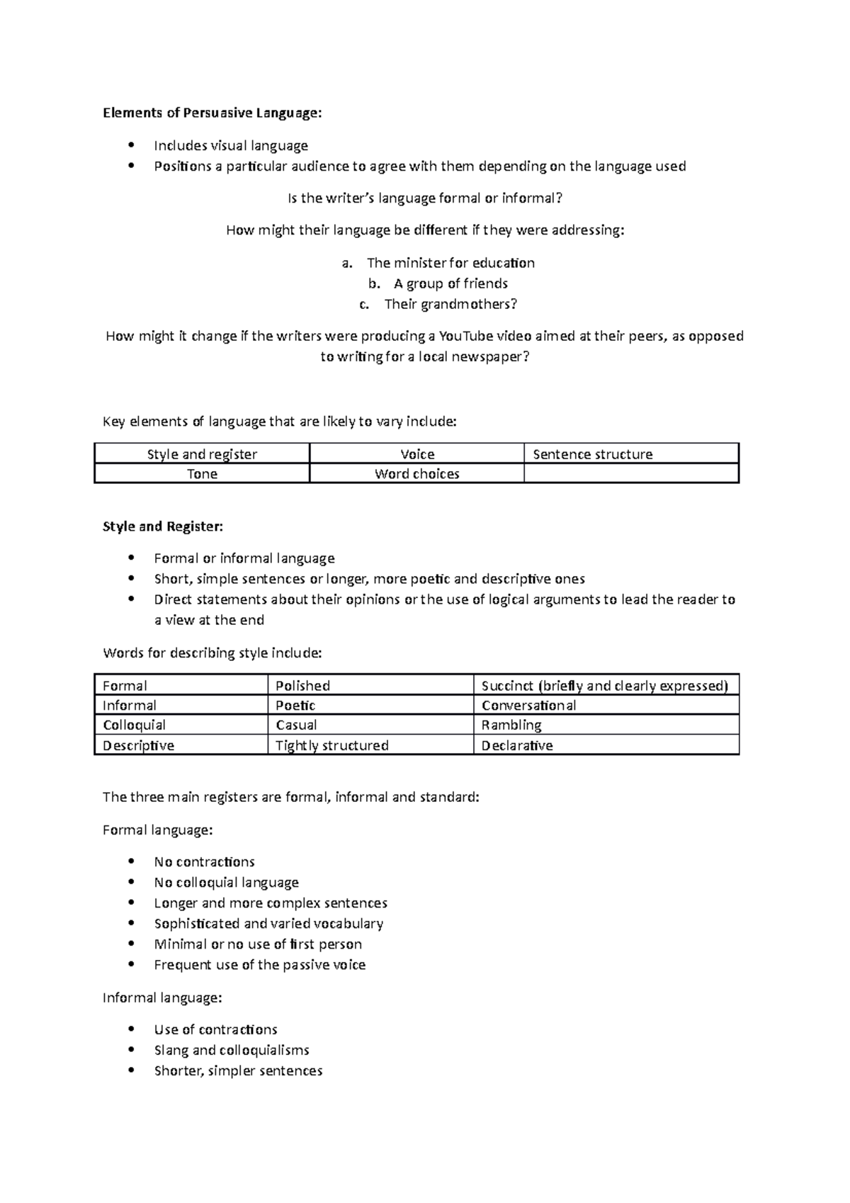 Elements of Persuasive Language - The minister for education b. A group ...