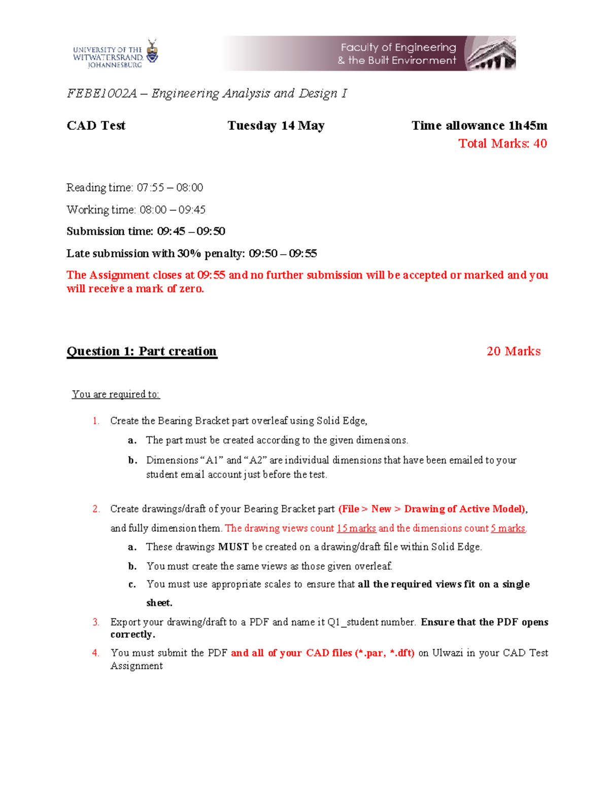 CAD Test 2024 Cohort D - this 2024 cad test - FEBE1002A – Engineering ...