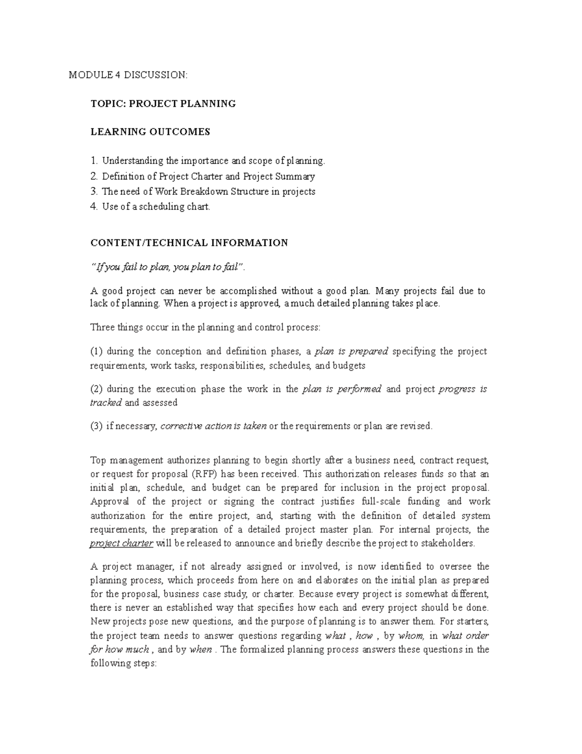 POM Learning module 4 - Lecture notes 2 - MODULE 4 DISCUSSION: TOPIC ...