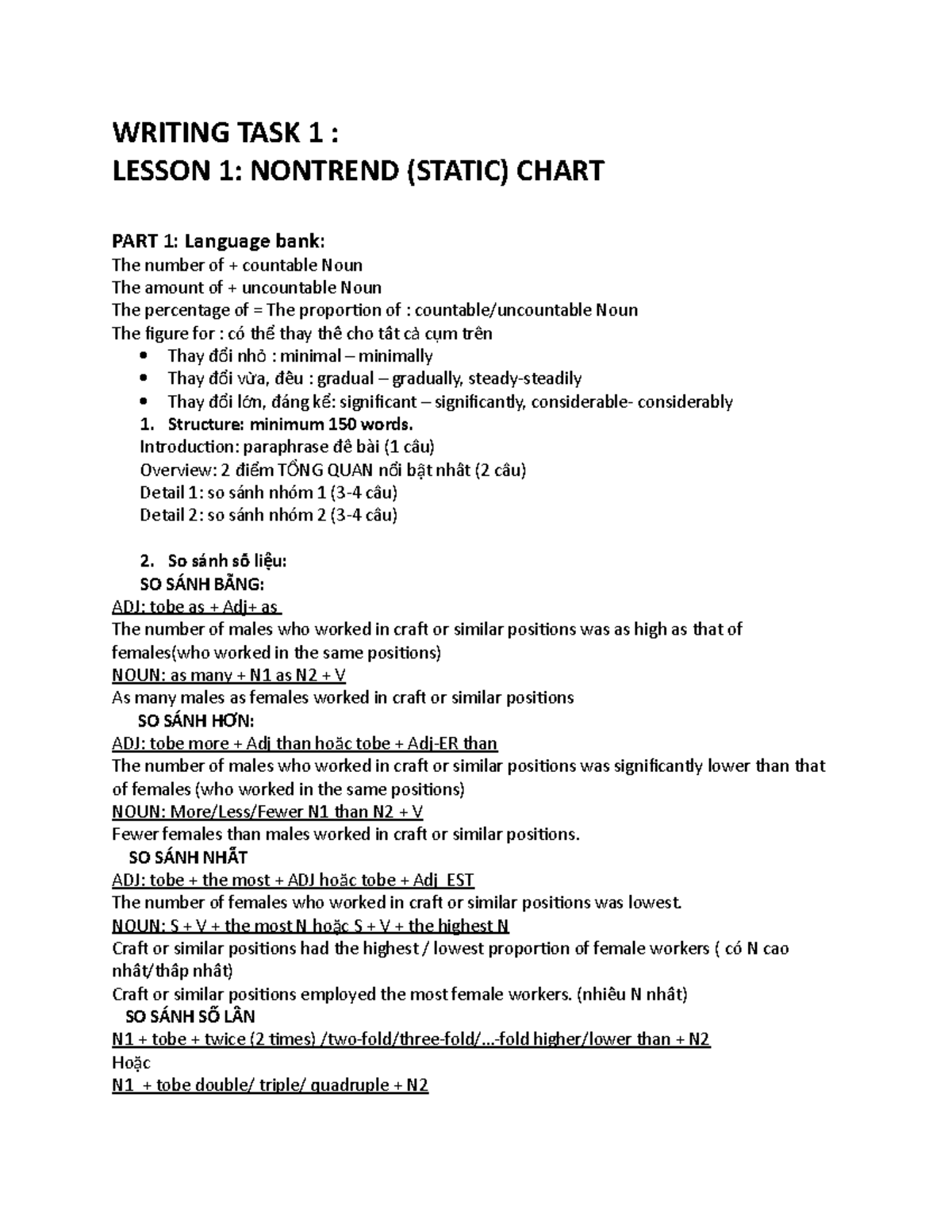 Writing TASK1 lesson 1, you can get 5.5 ielts with this - IELts - Studocu