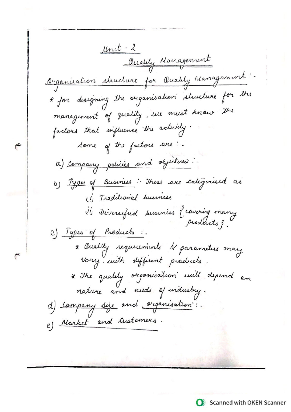 Unit2(Quality management) - B.tech - Studocu