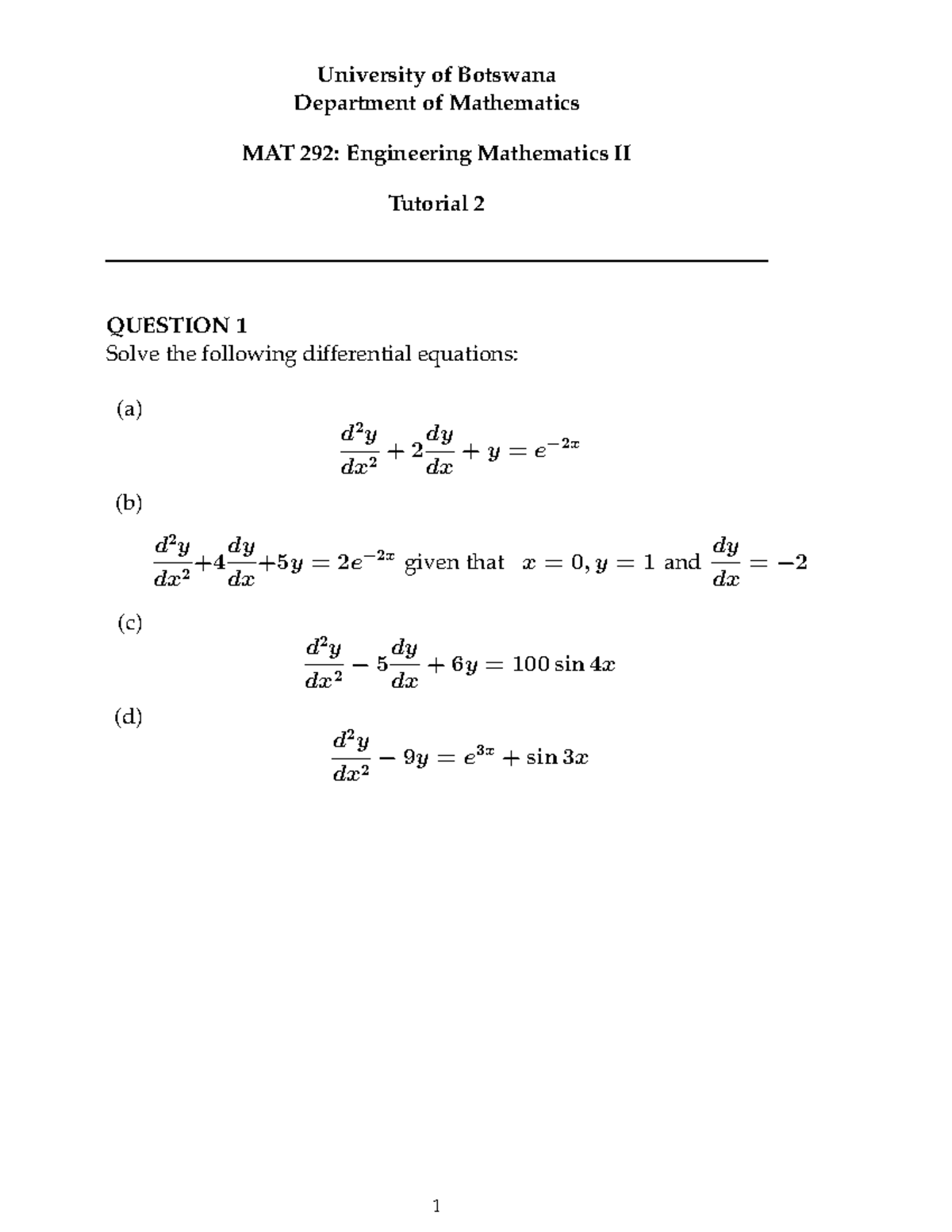 Tutorial Two 292 - Very helpful - University of Botswana Department of ...