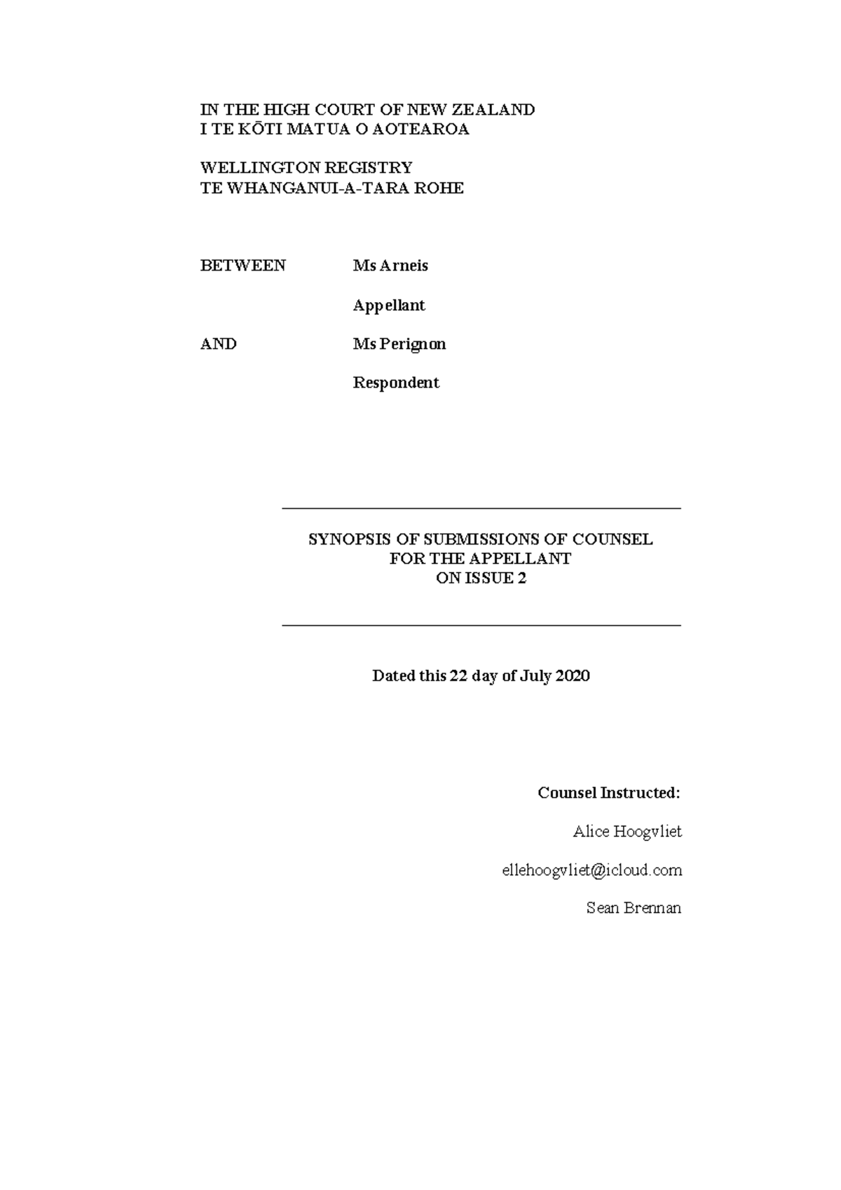 Written Submission - IN THE HIGH COURT OF NEW ZEALAND I TE KŌTI MATUA O ...
