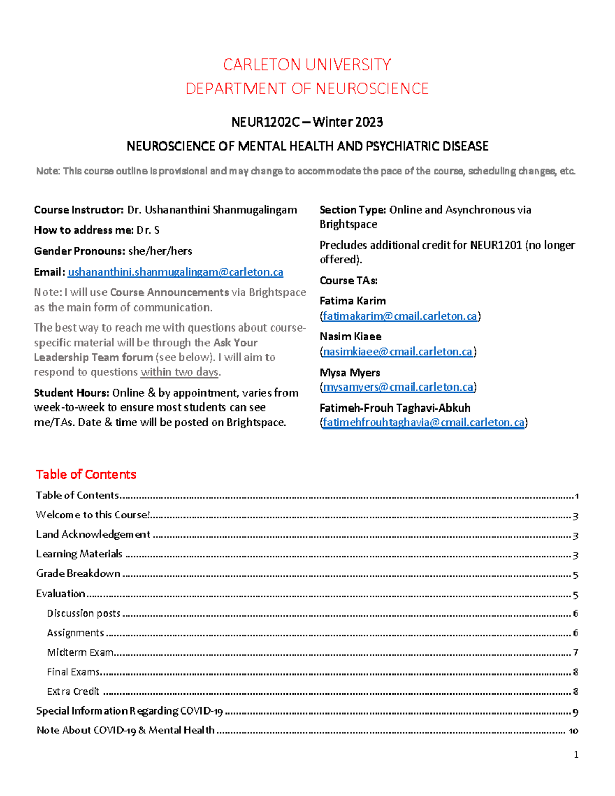 NEUR1202C Course Outline 2023 v1 - CARLETON UNIVERSITY DEPARTMENT OF ...