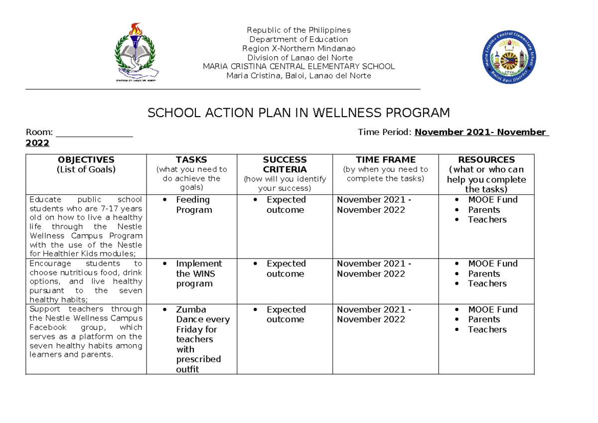 APAP- Wellness - chvj - Republic of the Philippines Department of ...