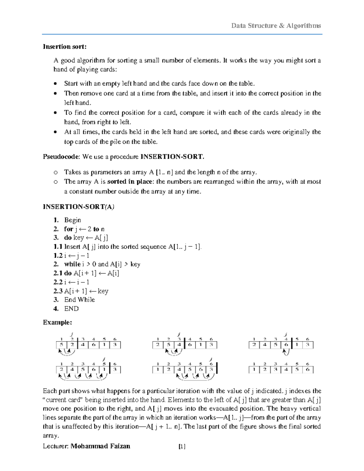 Insertion sort - Data Structure and Algorithm Notes - Data Structure ... Insertion sort - Data Structure and Algorithm Notes - Data Structure ...