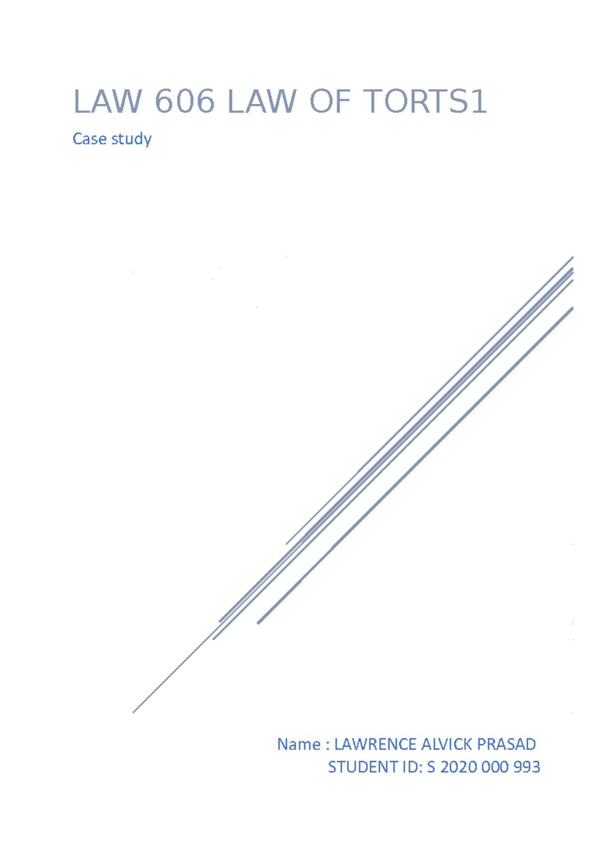 Case brief examples - Law of Torts I - Studocu